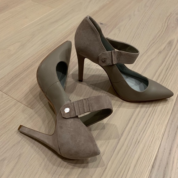 Calvin Klein | Shoes | Pointy Greige Suede And Leather Calvin Klein ...